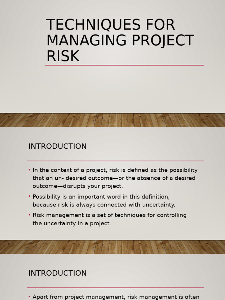 Techniques For Managing Project Risk | PDF