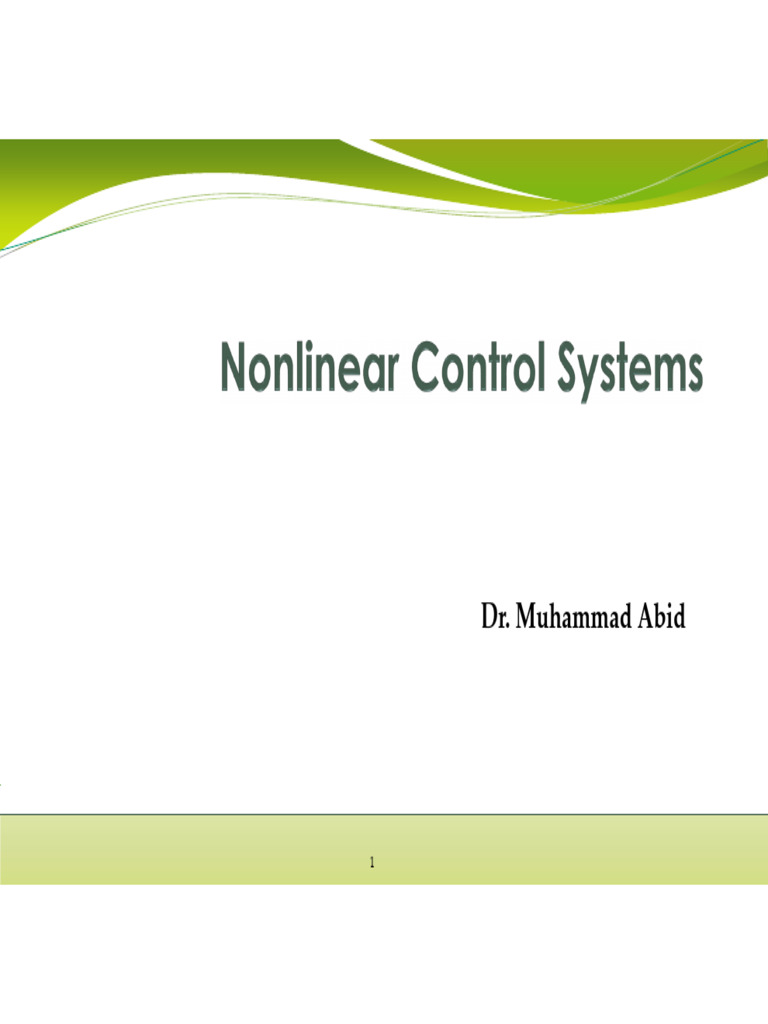 NCS - 01 - Introduction To Nonlinear Control | PDF