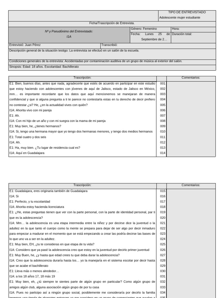 Transc para Ejercicio Análisis Cuali 2531 | PDF
