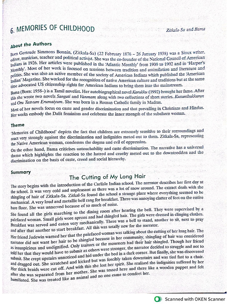 Memories of Childhood | PDF