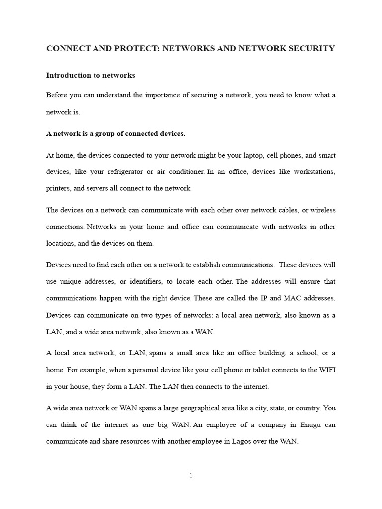 Course 3- Connect and Protect-Networks and Network Security | PDF