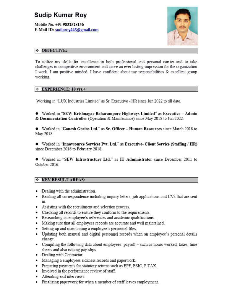 CV - Sudip Kumar Roy | PDF