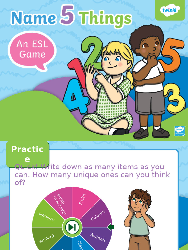 Name 5 Animals Interactive PPT Game Kids A2 b1 | PDF