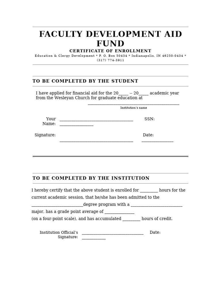 Faculty Development Certificate of Enrollment | PDF