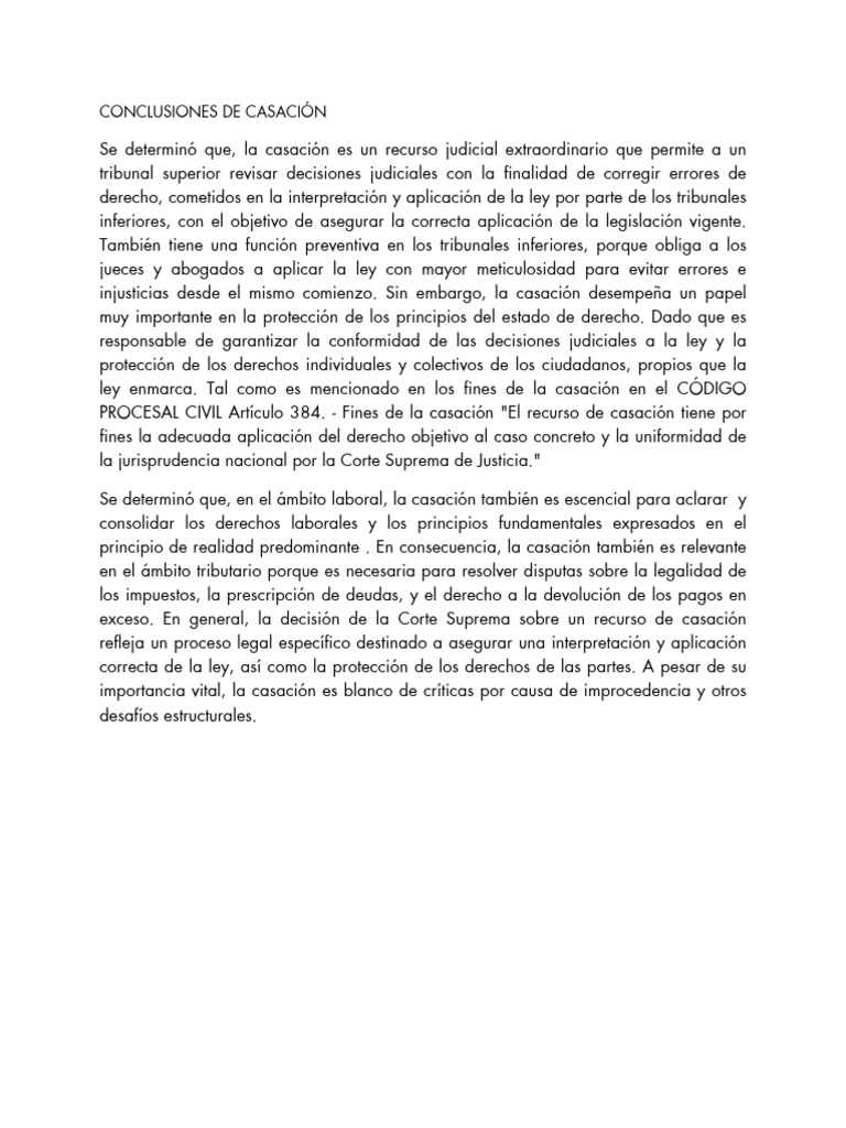 Conclusiones de Casación | PDF