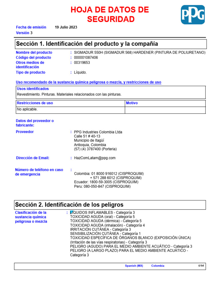 SIGMADUR 550H HARDENERpdf - Main | PDF