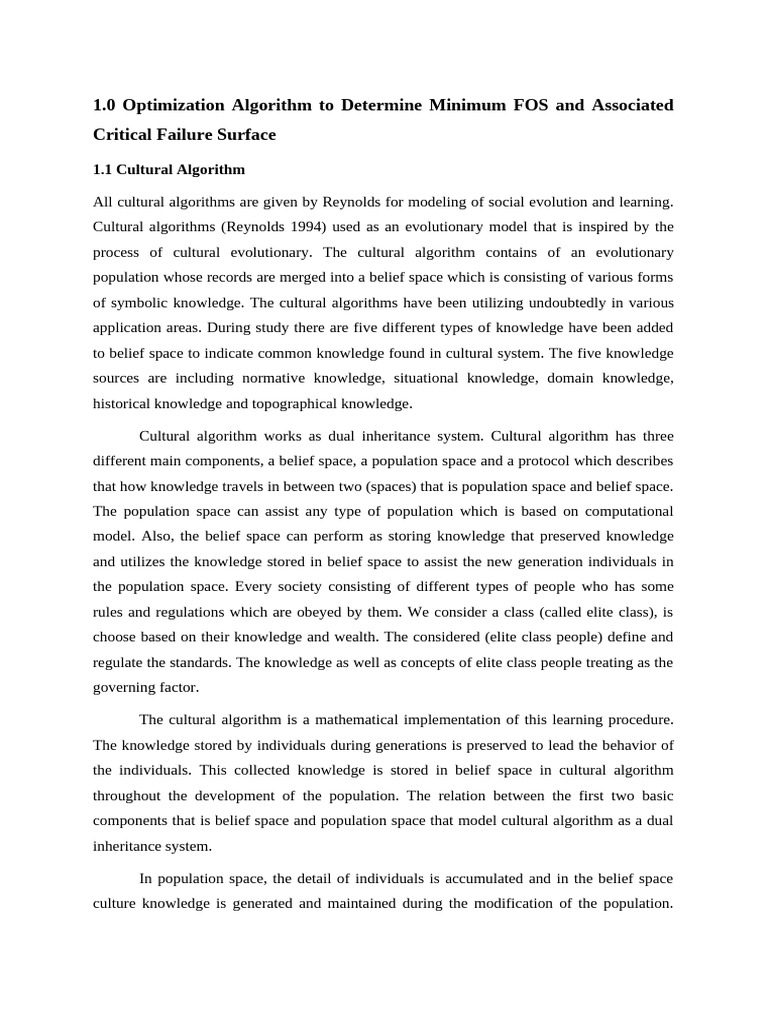 Methodlogy Cultural Algorithm | PDF