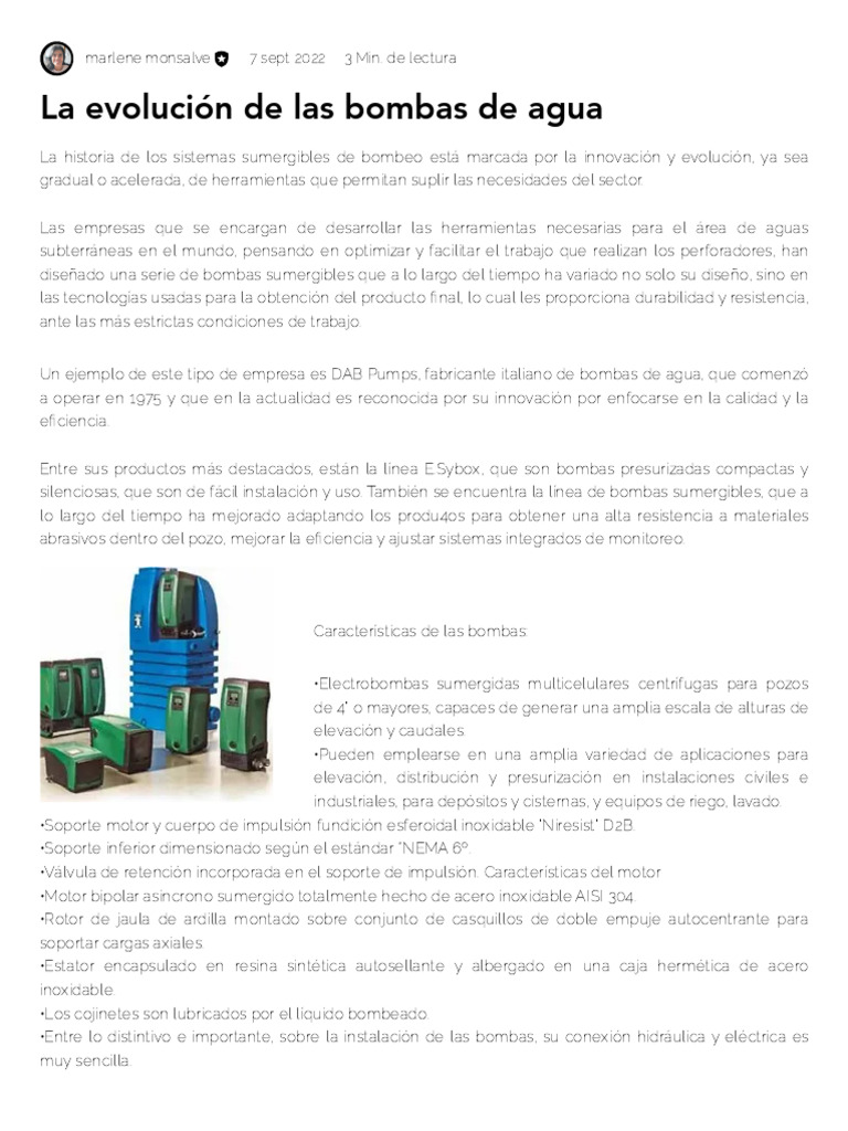 La Evolución de Las Bombas de Agua | PDF
