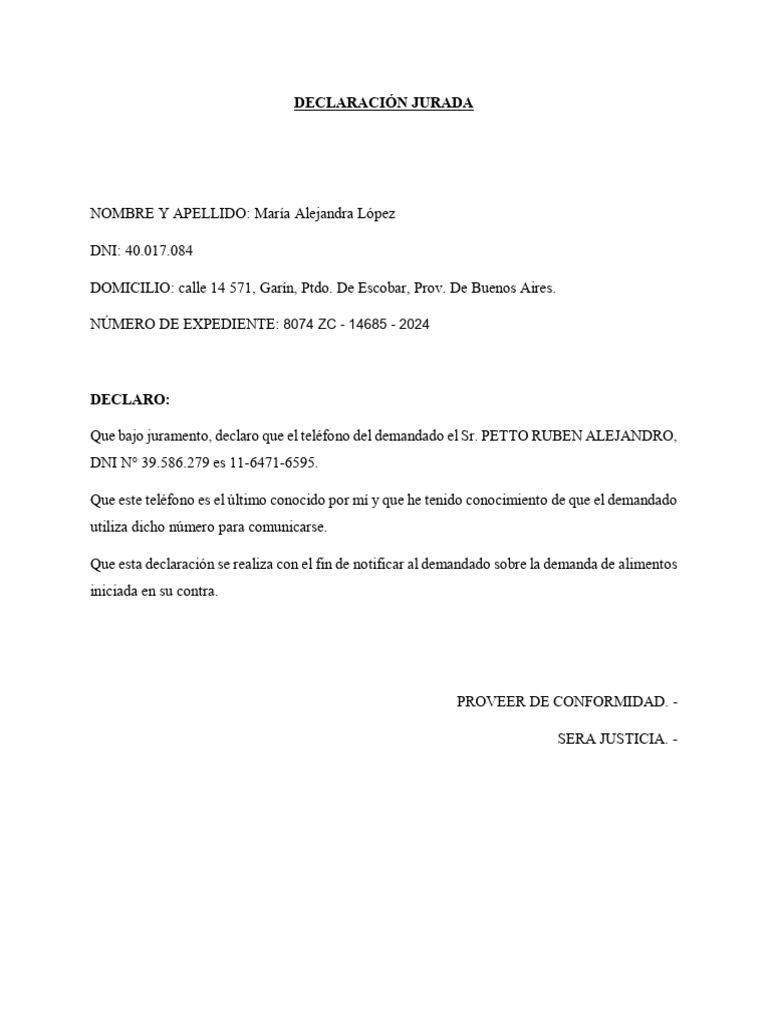Declaracion Jurada Denuncia de Telefono Celular | PDF
