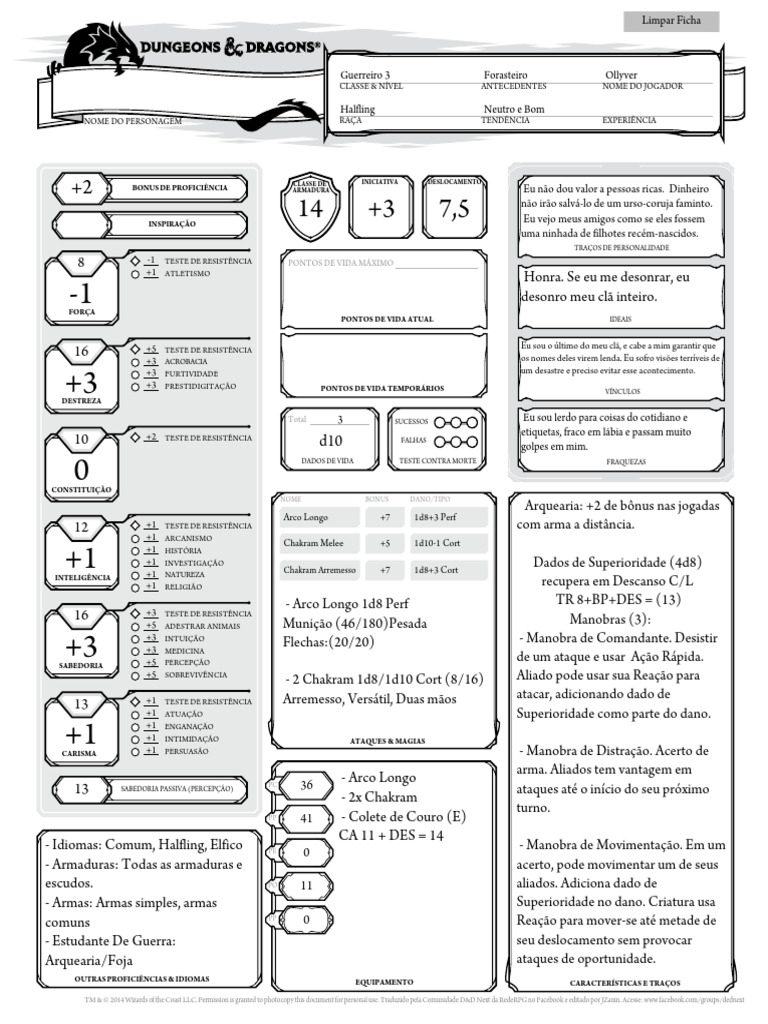 Halfling Arqueiro Guerreiro | PDF | Dungeons & Dragons (jogo)