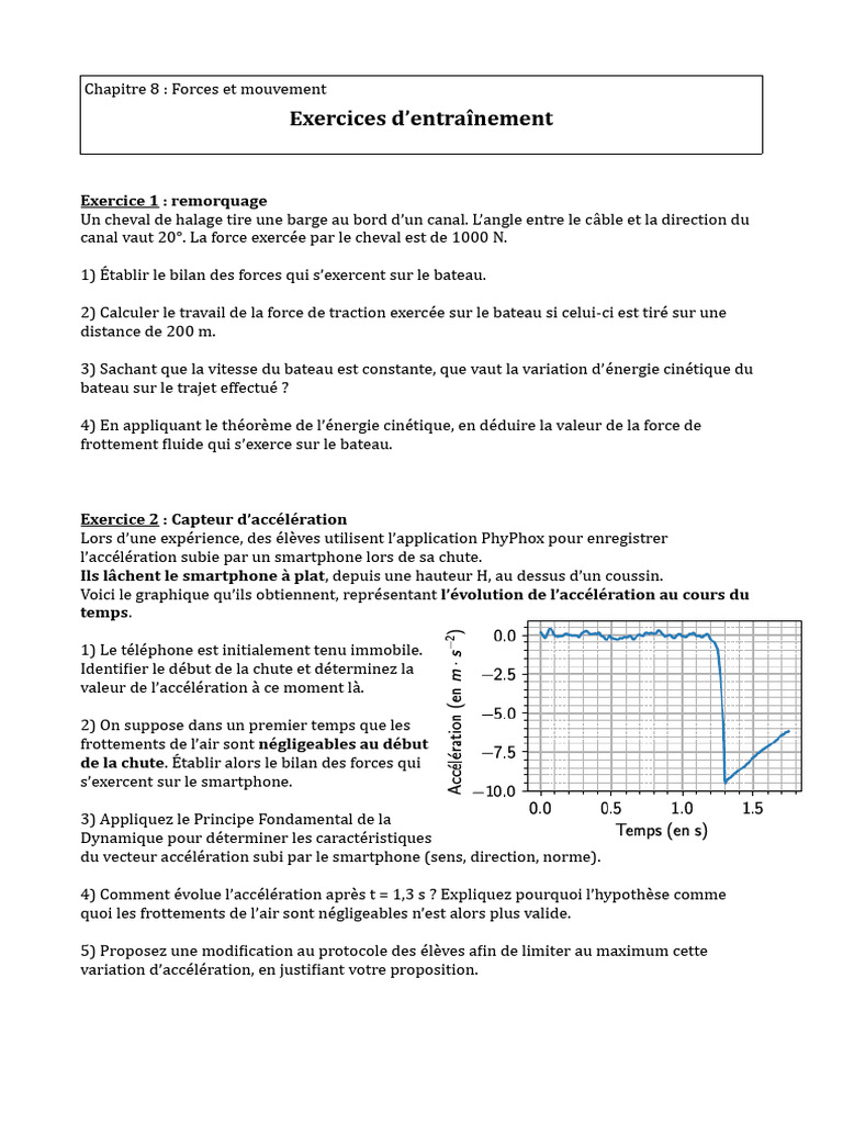 Exercices CH 8 Forces Et Mouvement - Corrigé | PDF