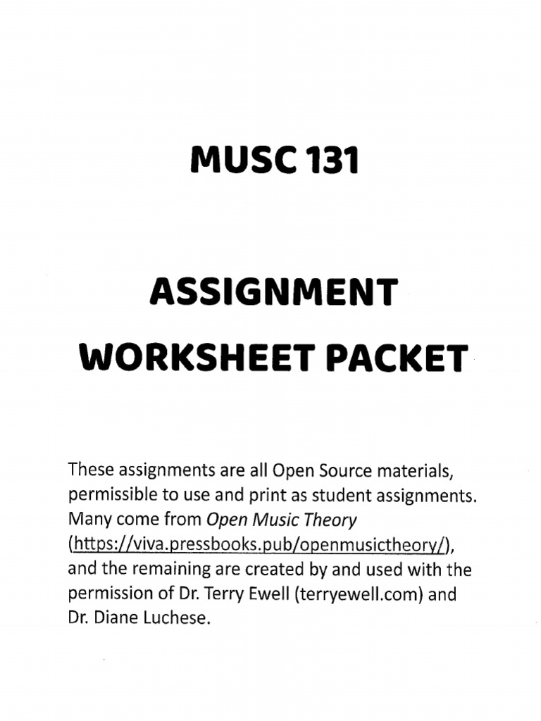 01 MUSC 131 Worksheets | PDF