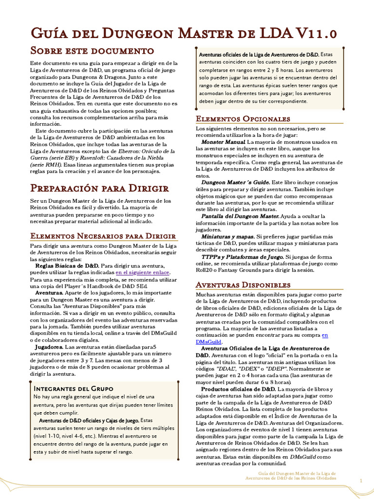 Guia_del_Dungeon_Master_de_la_Liga_de_Aventureros_v11_0 | PDF