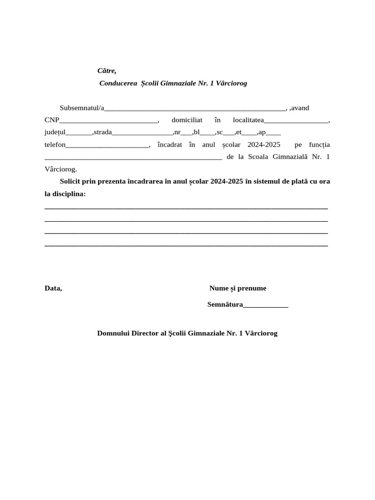 Cerere Plata cu ora | PDF