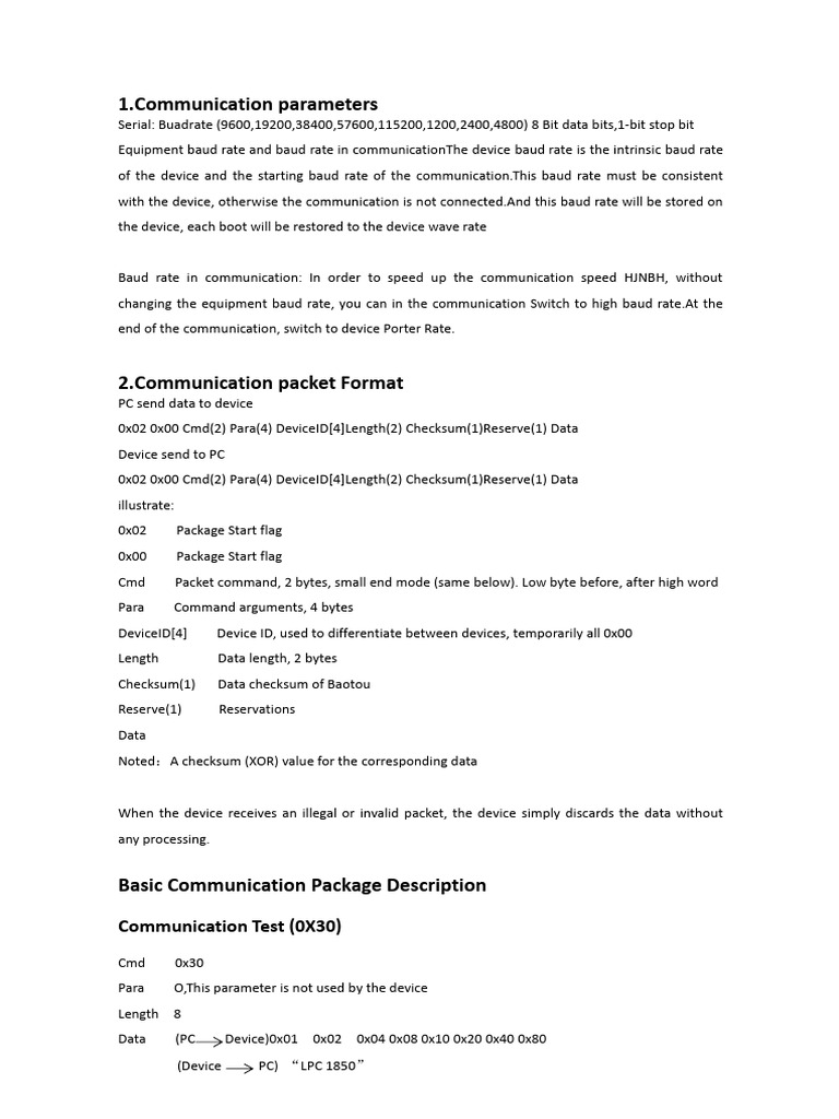 Communication Protocol | PDF