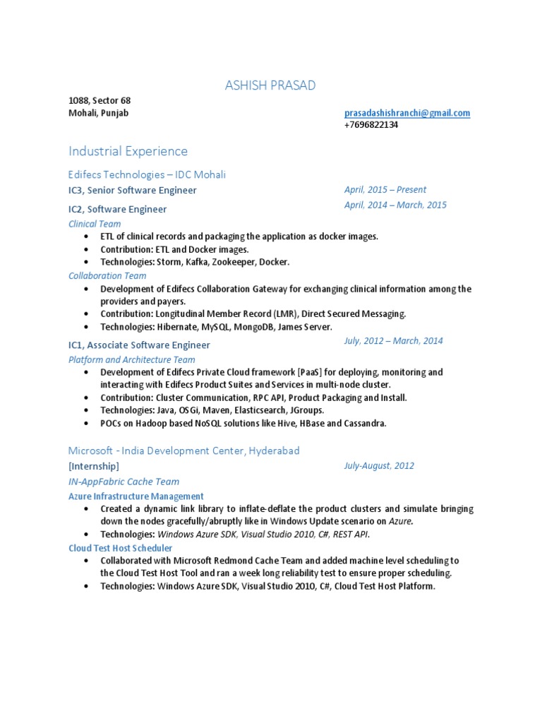 Ashish Prasad: Edifecs Technologies - IDC Mohali | PDF | Microsoft ...