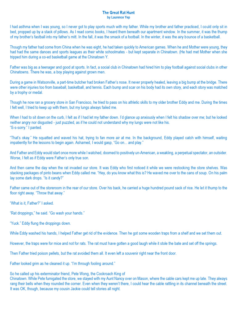 8th Grade The Great Rat Hunt | PDF