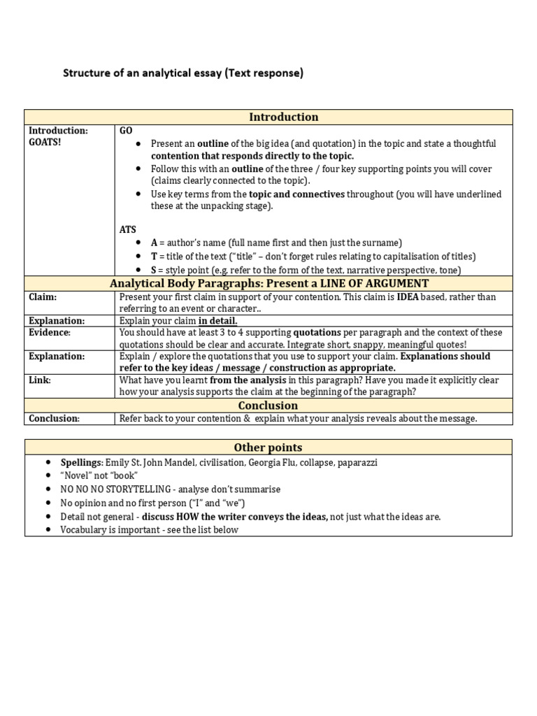 Analytical Essay Structure Guide | PDF | Essays | Writing
