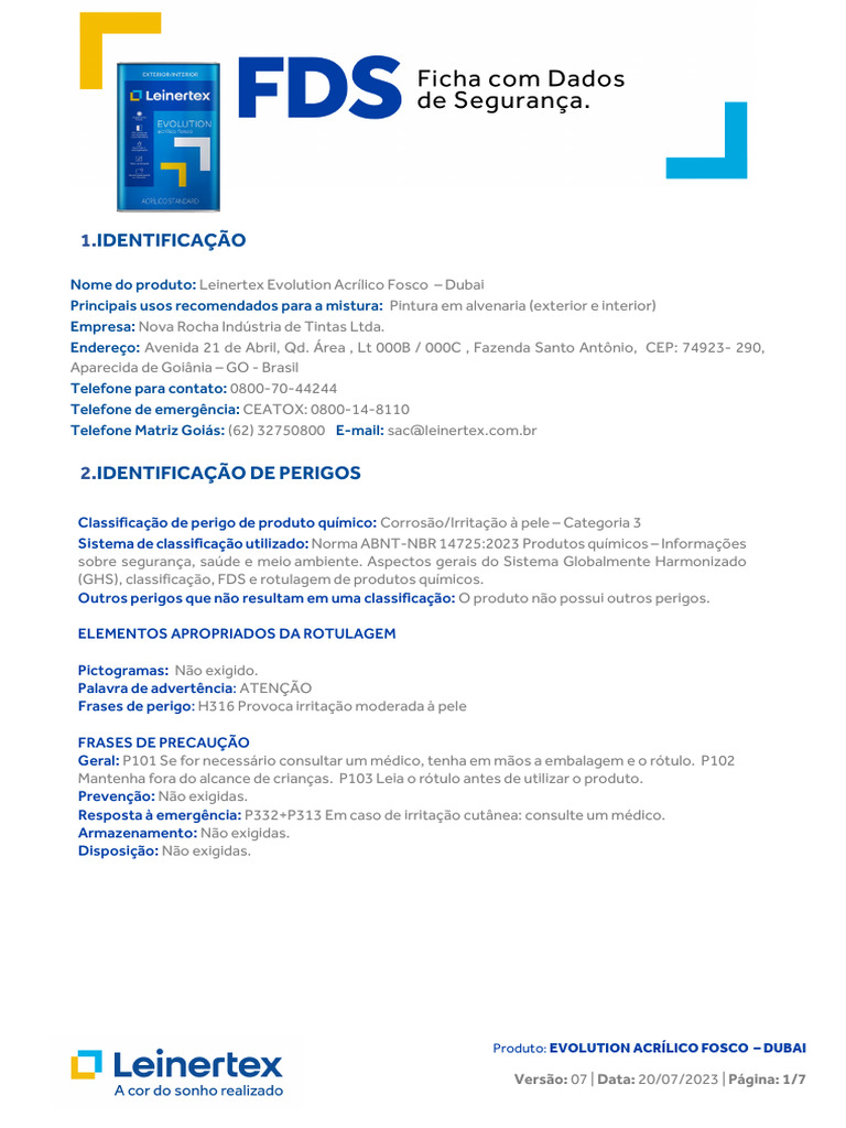 FDS Evolution Acrílico Fosco Dubai | PDF