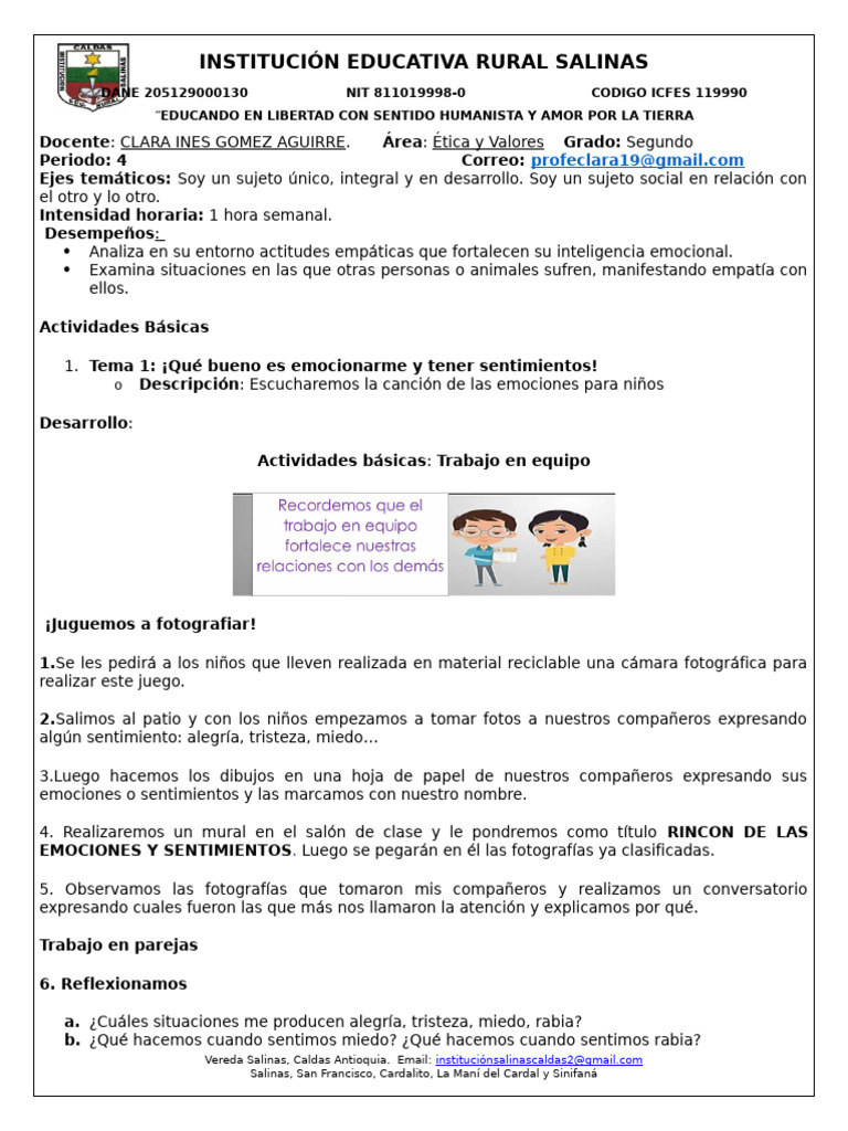 PLANEACIÓN ETICA Y VALORES GRADO SEGUNDO PERIODO 4 | PDF