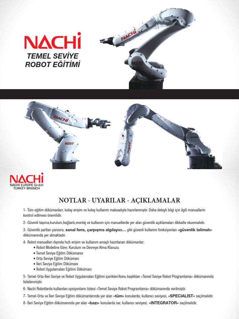 Nachi Temel Sevi̇ye Robot Eği̇ti̇mi̇ | PDF
