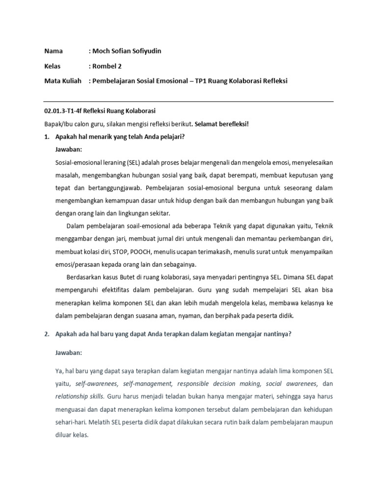 TP 1 Ruang Kolaborasi Refleksi PSE Moch Sofian Sofiyudin | PDF
