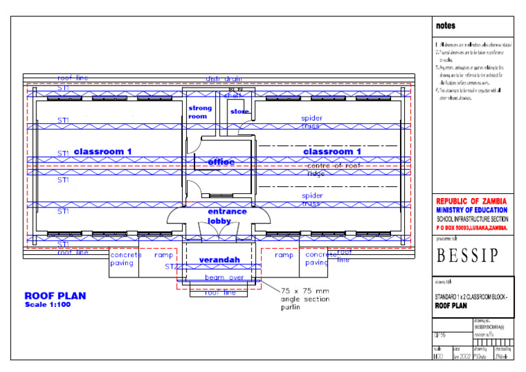 Truss Roof Plan 1x2 Classroom Block Layout1 | PDF