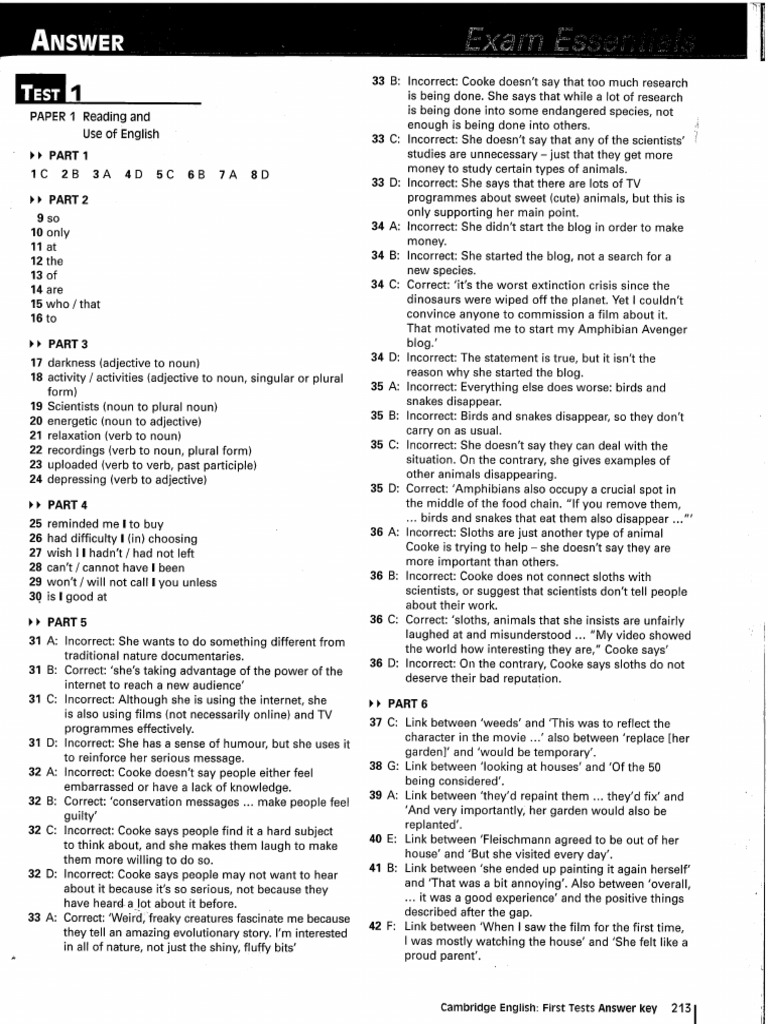 Test Number 1 Answers | PDF