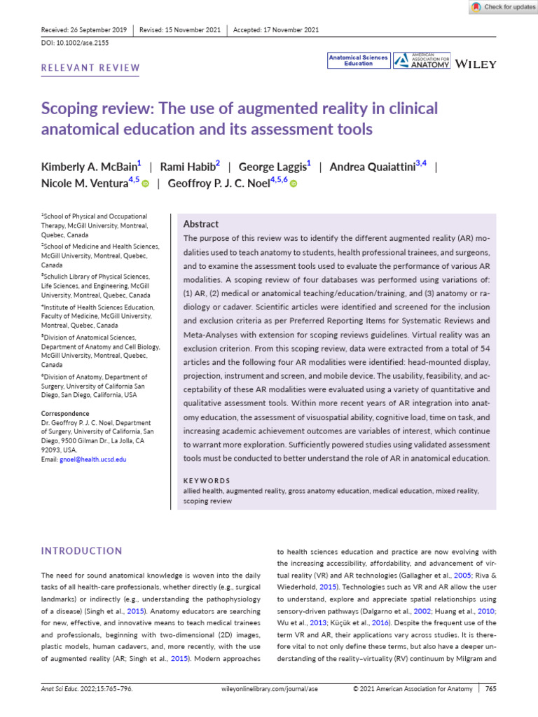 81 Scoping Review - The Use of Augmented Reality in Clinical Anatomical ...