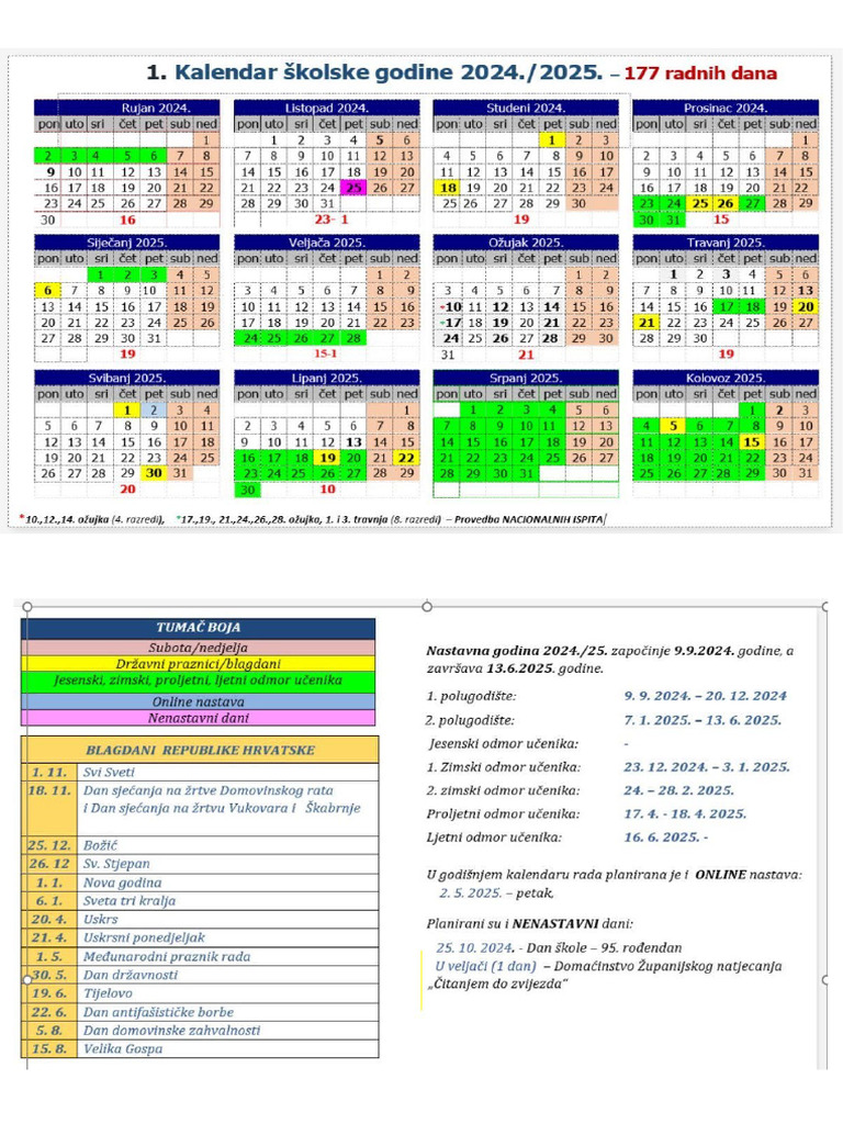 Šk. Kalendar 2024.25. (OŠ Trnovec) | PDF