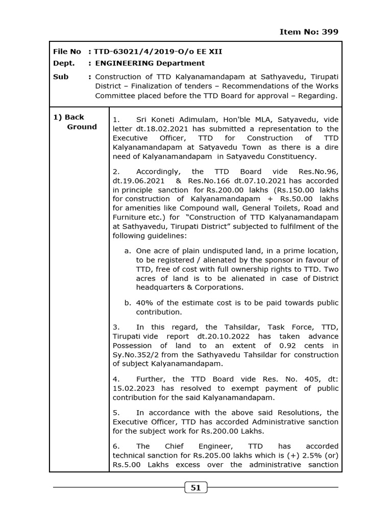 File No: TTD-63021/4/2019-O/o EE XII Dept.: ENGINEERING Department Sub ...