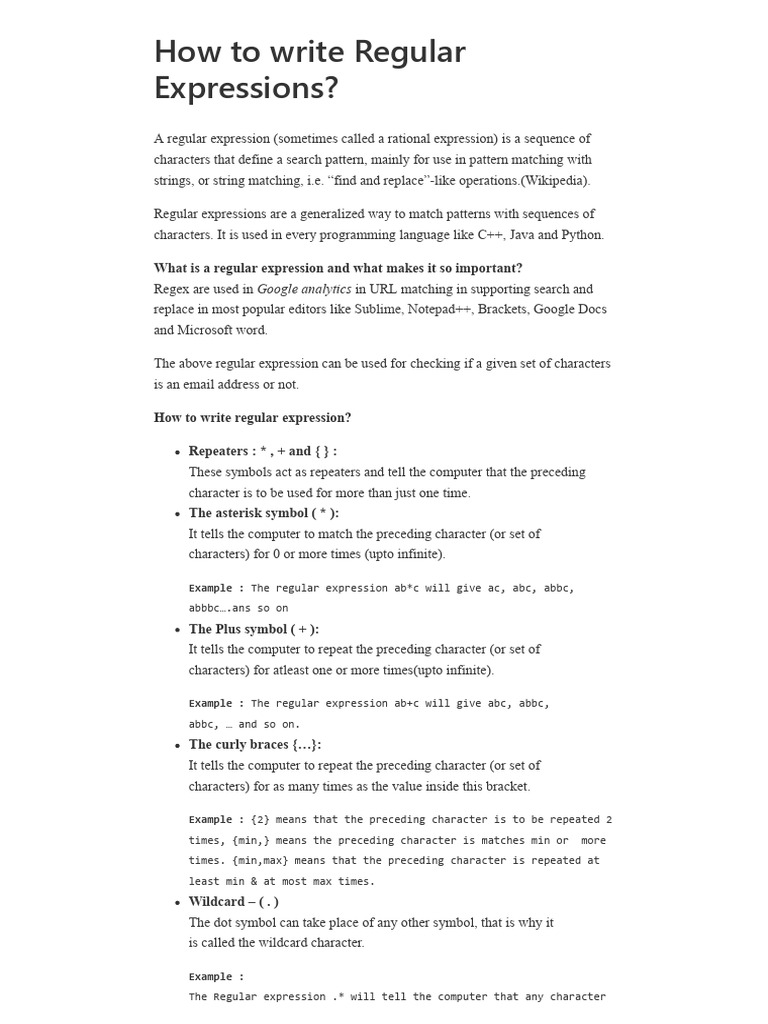 How to write Regular Expressions_ | PDF