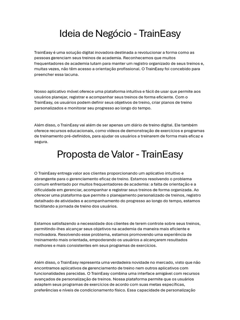 Business Model Canvas - TrainEasy | PDF | Mobile Software | Business