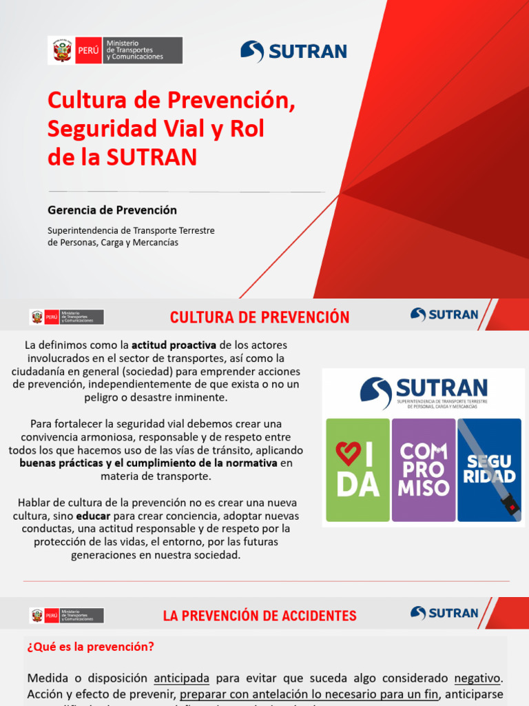 Cultura De Prevención Seguridad Vial Y Rol De La Sutran Pdf