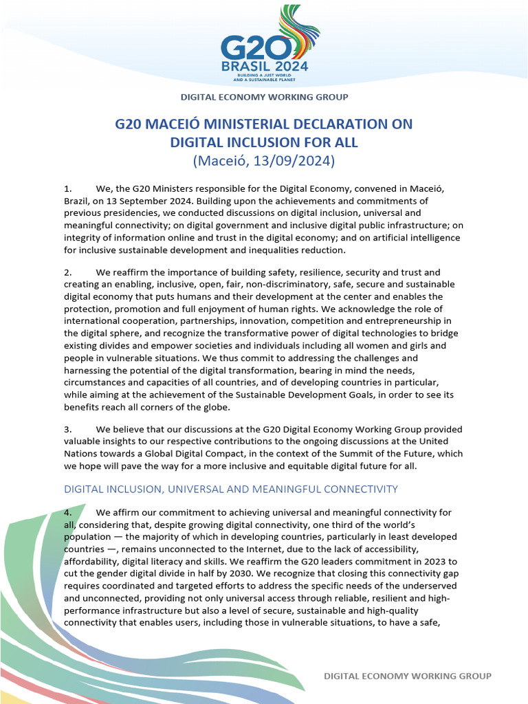 G20 Maceio Ministerial Declaration 2024 1726361028 | PDF