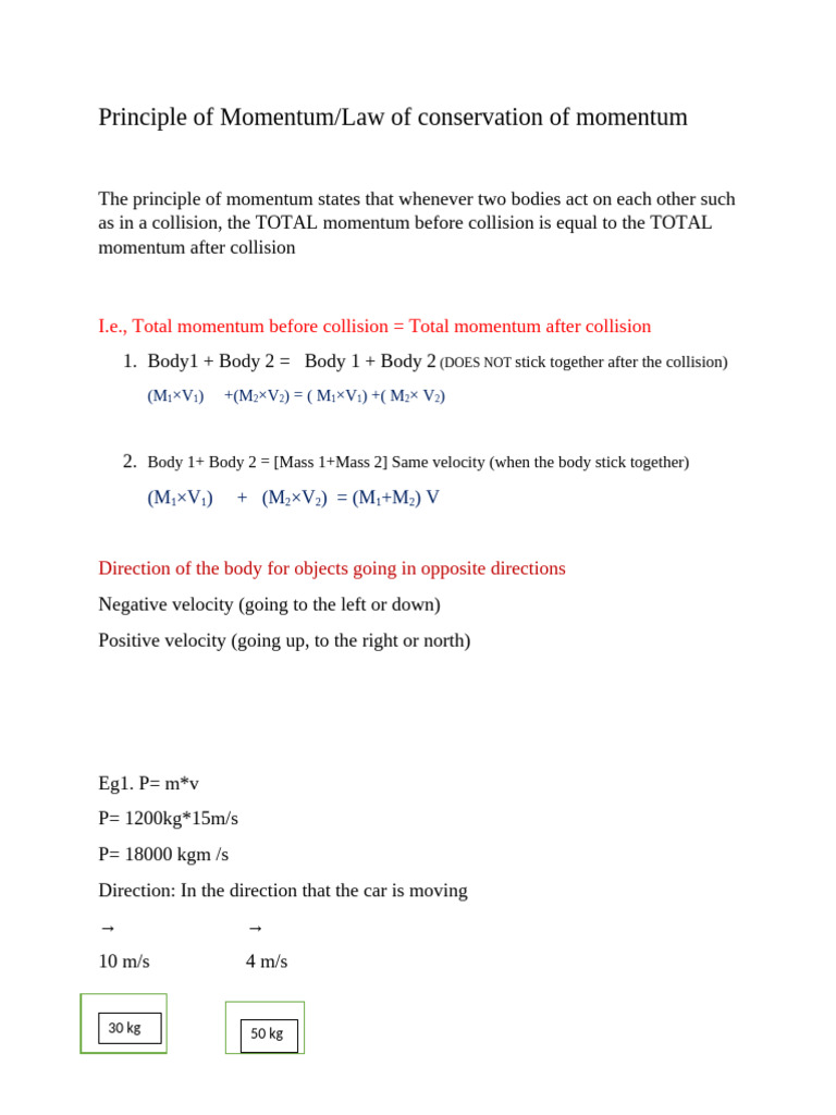 Principle of Momentum - Docx Notes | PDF | Momentum | Collision