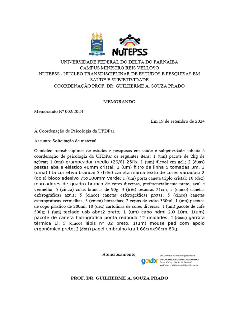 Memorando Nº002 - 2024 - NUTEPSS (1) Assinado | PDF