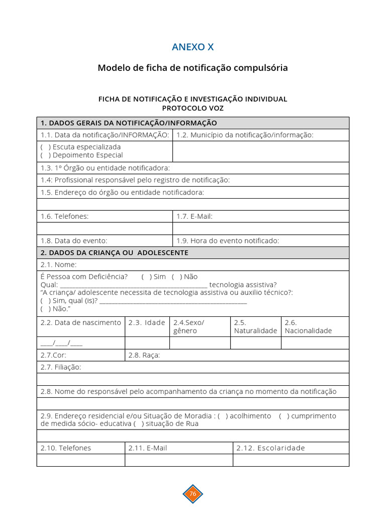 CNMP - Modelo de Ficha de Notificacao Compulsoria | PDF | Comportamiento problemático | Crímenes