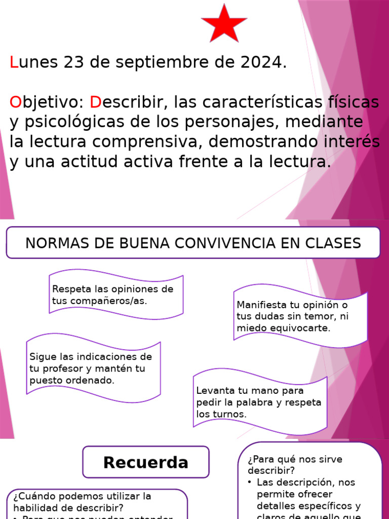 Descripción de Personajes en Clase | PDF | Artes del Lenguaje y ...