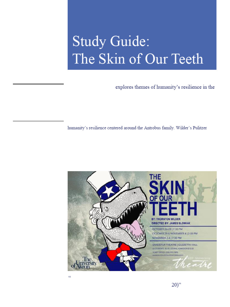 Skin of Our Teeth Study Guide | PDF