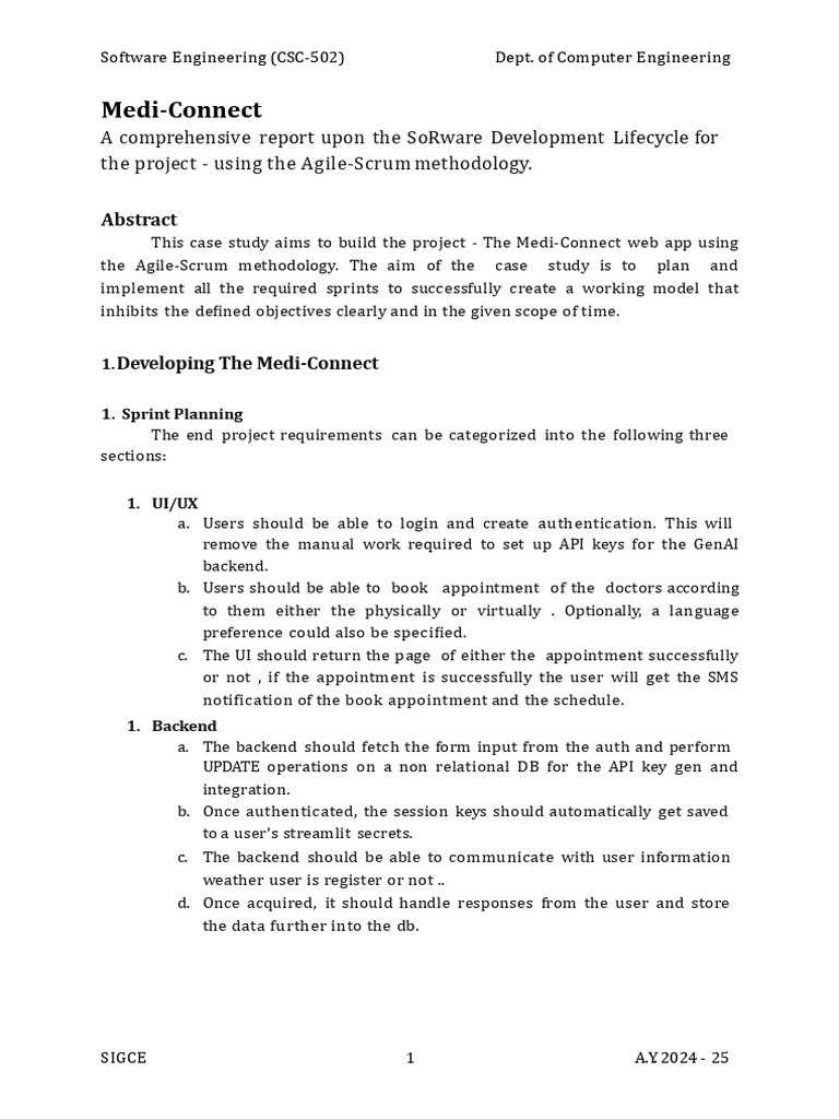 Agile-Scrum for Medi-Connect App | PDF | Software Development Process | Agile Software Development
