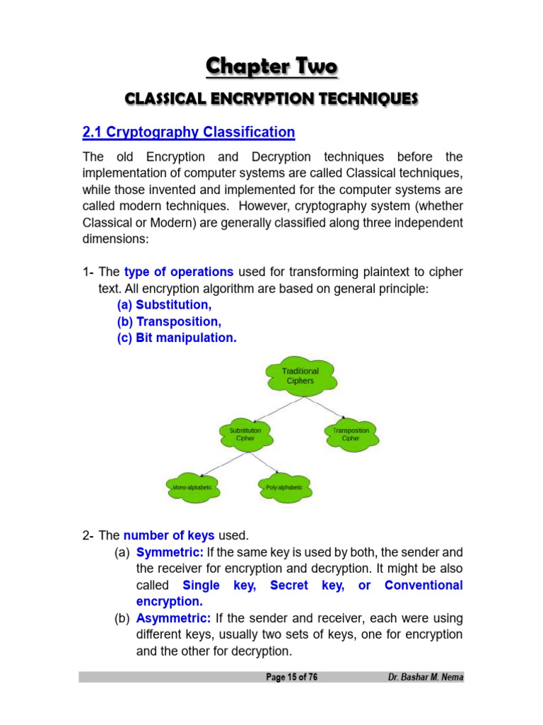 Chapter Two: Classical Encryption Techniques | PDF