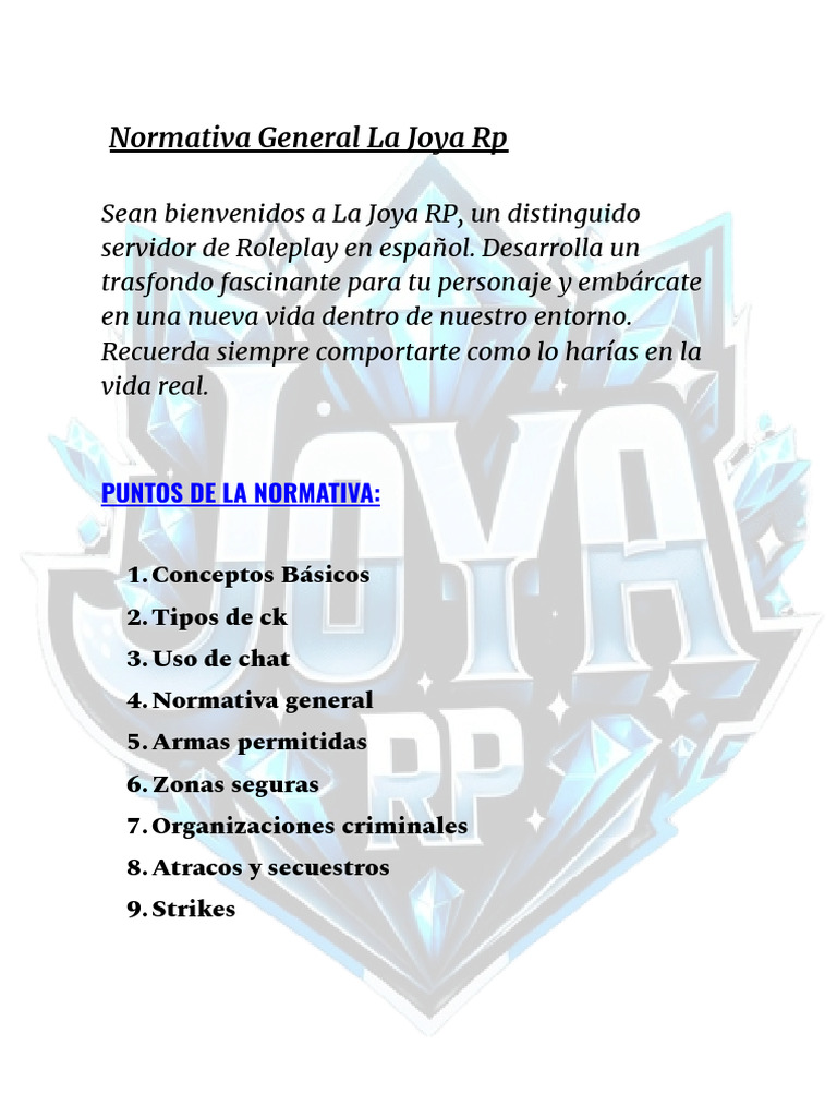 Normativa General La Joya RP | PDF