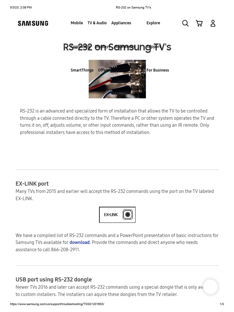 RS-232 On Samsung TV's | PDF