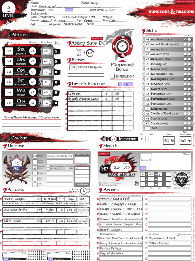 MPMB's Character Record Sheet (v13.1.14) (Colorful - Letter) | PDF