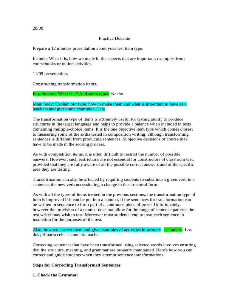 Transformation Items | PDF