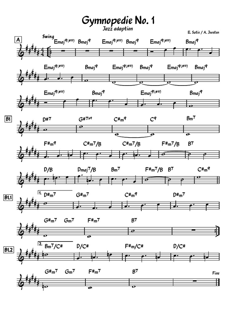 Gymnopedie Lead Sheet Alto Sax | PDF