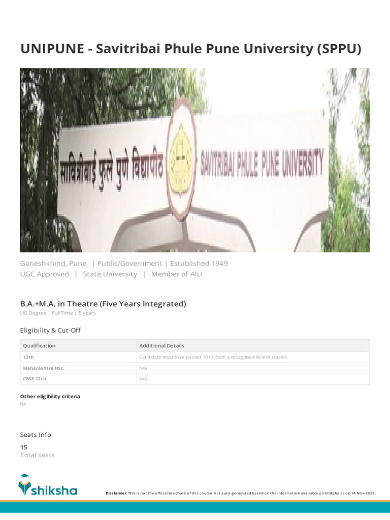 UNIPUNE - Savitribai Phule Pune University (SPPU) | PDF | Career & Growth