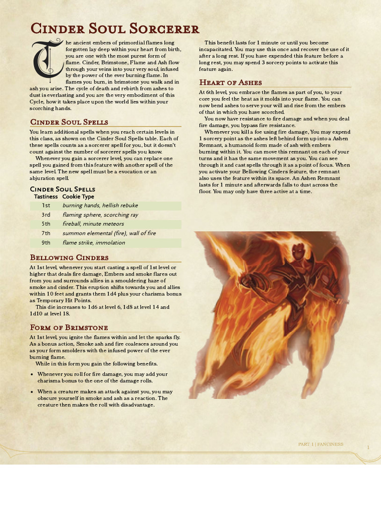 Cinder Soul Sorcerer - The Homebrewery | PDF