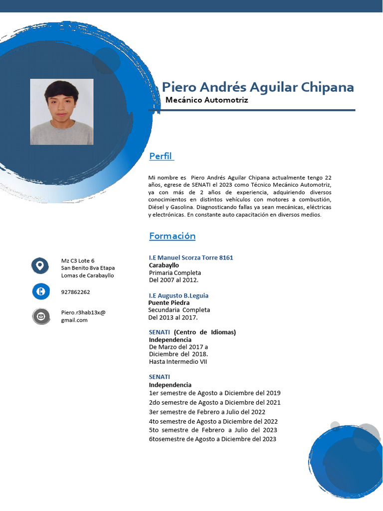 Cv. Piero Andrés Aguilar Chipana-2 | PDF